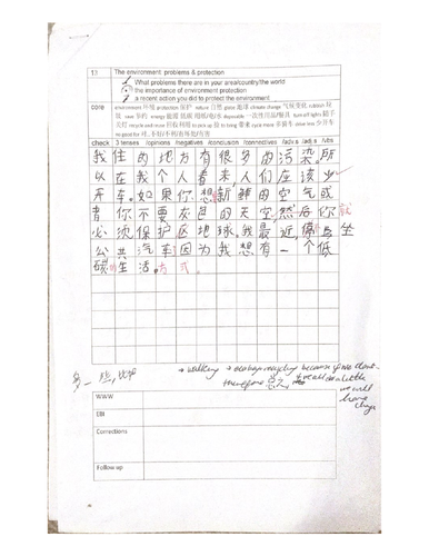 9-1 GCSE Mandarin Global Issues Example Grade 7 Writing | Teaching ...