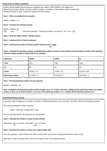 AQA GCSE Chemistry (9-1) - C4.3 From masses to balanced equations FULL ...