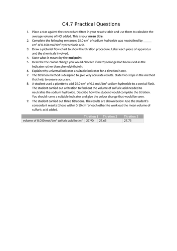 AQA GCSE Chemistry (9-1) - C4.7 Titrations FULL LESSON | Teaching Resources