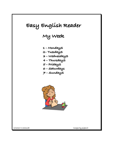 My Week Easy English Reader (ESL/EFL/ELA) | Teaching Resources