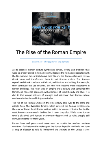 The Legacy of the Romans | Distance Learning | Audio & Comprehension ...