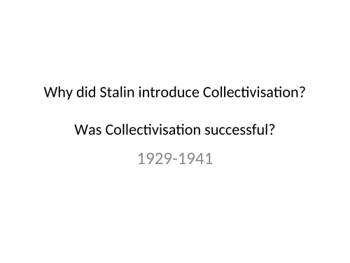 GCSE Russia and Collectivisation | Teaching Resources