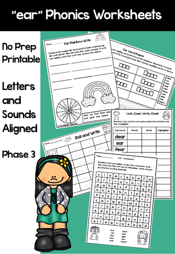 phase 3 phonics activities and worksheets - ear | Teaching Resources