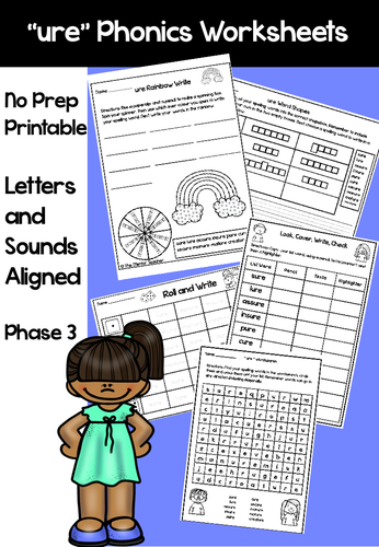 phase 3 phonics worksheets - "ure" | Teaching Resources
