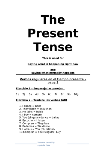 KS3 Spanish present tense bundle | Teaching Resources