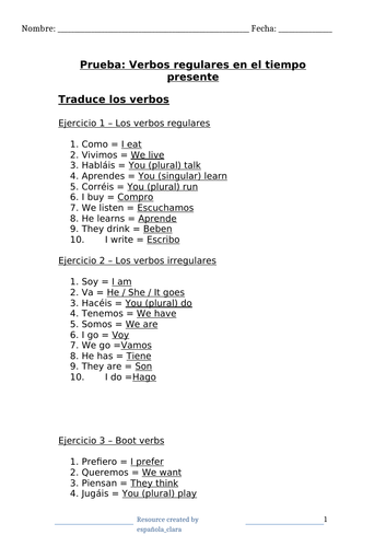 KS3 Spanish present tense bundle | Teaching Resources