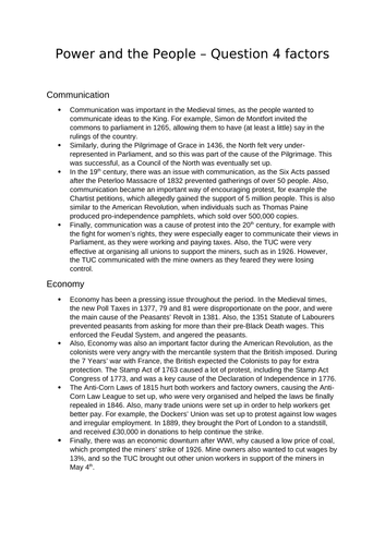 Power and the People GCSE History Factors | Teaching Resources