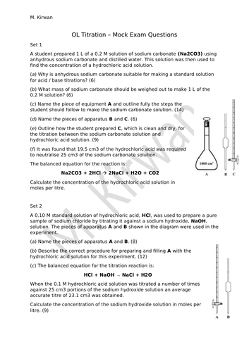 Leaving Cert Chemistry OL titration Questions | Teaching Resources Leaving Cert Chemistry OL titration Questions | Teaching Resources