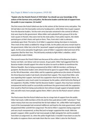 Exemplar Responses: Weimar and Nazi Germany Edexcel GCSE 9-1 History ...