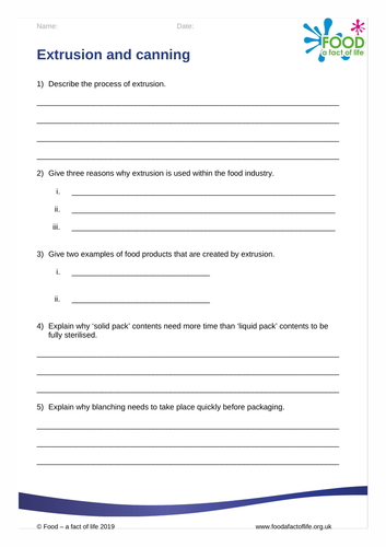 Food Processing - Extrusion and Canning | Teaching Resources