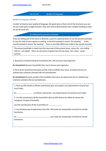 No et moi-comprehensive resources | Teaching Resources