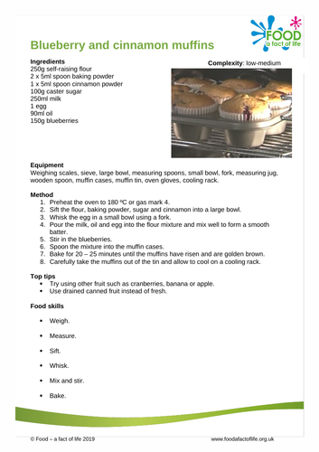 Brilliant Baking -Blueberry Muffins Recipe | Teaching Resources