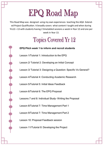 EPQ Road Map | Teaching Resources