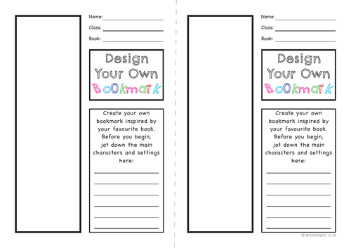 Favourite Book Design a Bookmark Activity | Teaching Resources