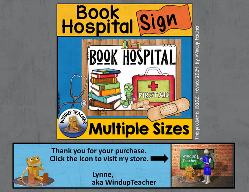 Book Hospital Sign for Classroom Library - to Label your Book Care ...