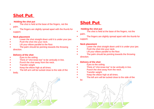 Shot Put Cards Differentiated | Teaching Resources
