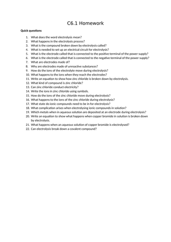 AQA GCSE Chemistry (9-1) - C6.1 Introduction to electrolysis FULL ...