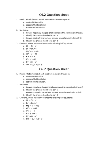AQA GCSE Chemistry (9-1) - C6.2 Changes at the electrodes FULL LESSON ...