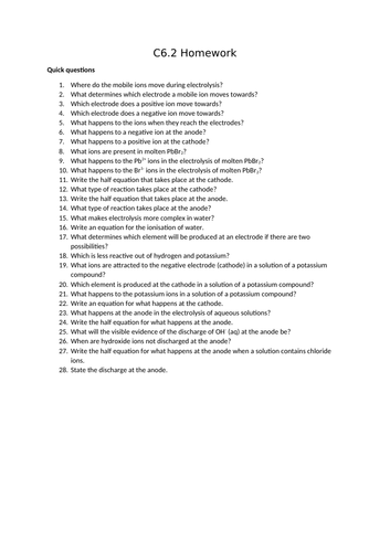 AQA GCSE Chemistry (9-1) - C6.2 Changes at the electrodes FULL LESSON ...