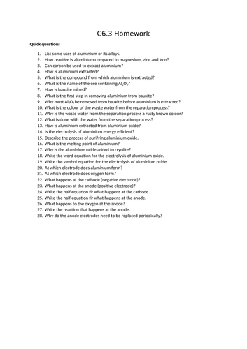 AQA GCSE Chemistry (9-1) - C6.3 The extraction of aluminium FULL LESSON ...