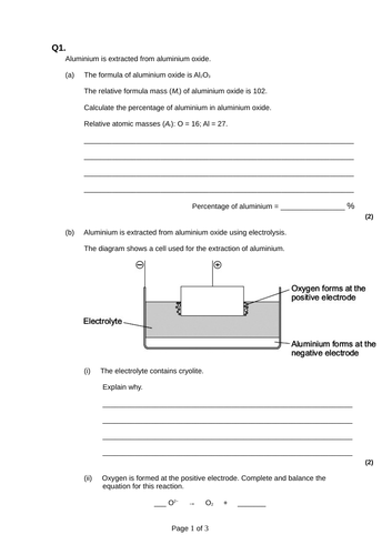 AQA GCSE Chemistry (9-1) - C6.3 The extraction of aluminium FULL LESSON ...