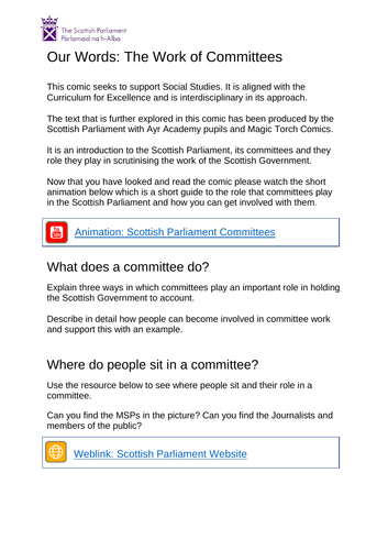 Educational comic - Our Words: The Work of Committees | Teaching Resources
