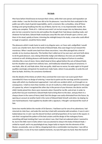 AQA Mr Hyde Character Analysis Tasks: Dr Jekyll and Mr Hyde | Teaching Resources