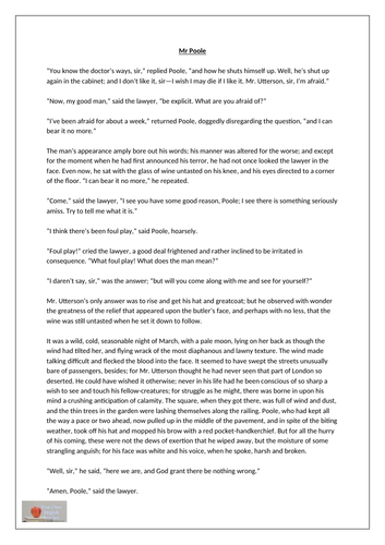 AQA Mr Poole Character Analysis Tasks: Dr Jekyll and Mr Hyde | Teaching Resources