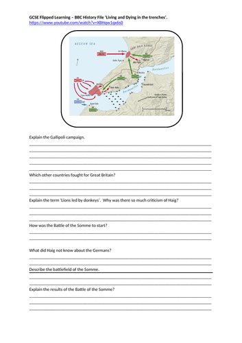 FLIPPED LEARNING BBC HISTORY FILE WORLD WAR ONE BUNDLE X 4 | Teaching ...