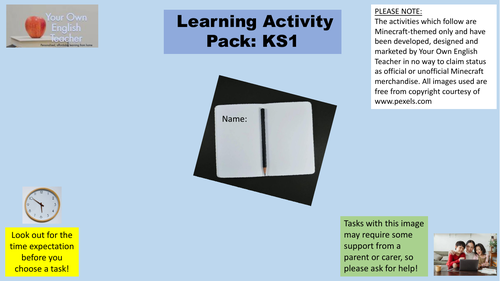 Minecraft-themed, literacy/cross curricular learning activity pack: Key ...