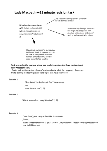 'Macbeth' quick character revision worksheets | Teaching Resources
