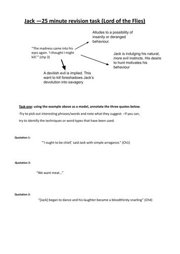 'Lord of the Flies' character revision | Teaching Resources