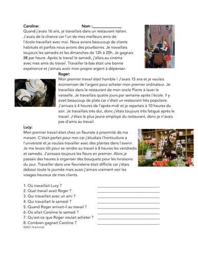 French Imperfect Reading My First Job: Mon Premier Travail Lecture (I ...