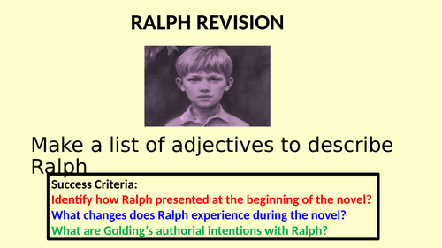 Ralph Lesson aiming for grade 9 Lord of the Flies | Teaching Resources