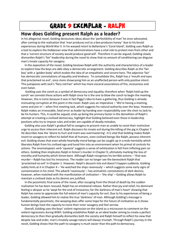 Lord of the Flies 5 lessons on the 5 main characters | Teaching Resources