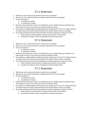 AQA GCSE Chemistry (9-1) - C7.1 Exothermic and endothermic reactions ...