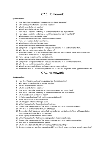 AQA GCSE Chemistry (9-1) - C7.1 Exothermic and endothermic reactions ...