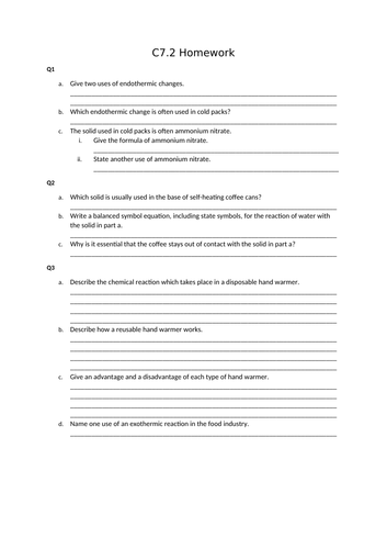 AQA GCSE Chemistry (9-1) - C7.2 Using energy transfers from reactions ...