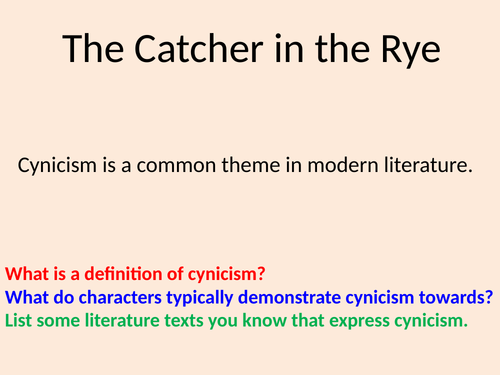 The Catcher in the Rye Modern Times A Level lesson | Teaching Resources