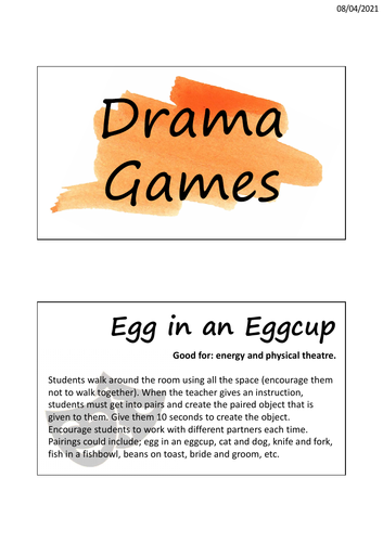 Drama Games Cards | Teaching Resources
