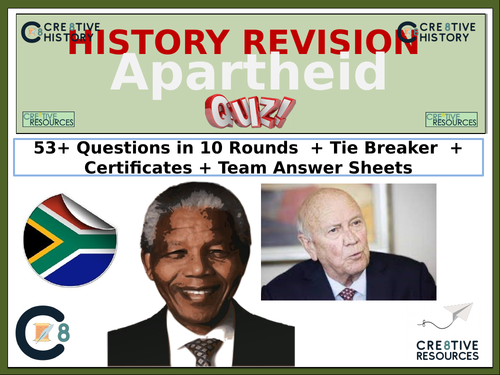 Apartheid History Quiz | Teaching Resources