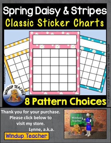 Spring Daisy and Striped Sticker Charts | Classic Line | Teaching Resources