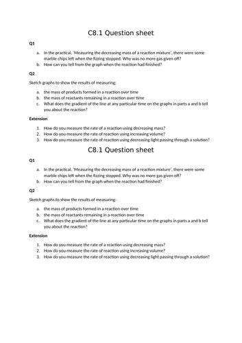 AQA GCSE Chemistry (9-1) - C8.1 Rate of reaction FULL LESSON | Teaching ...