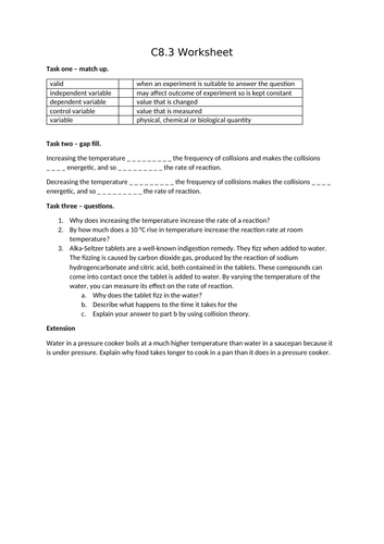 AQA GCSE Chemistry (9-1) - C8.3 The effect of temperature FULL LESSON ...