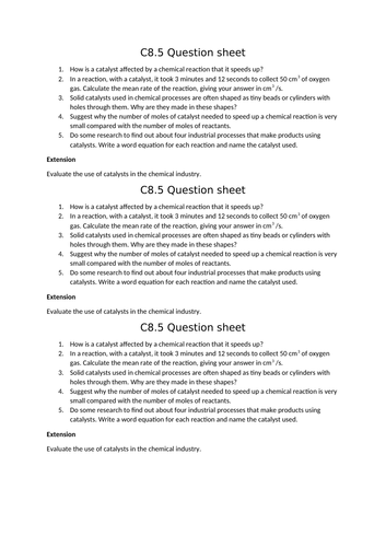 AQA GCSE Chemistry (9-1) - C8.5 The effect of catalysts FULL LESSON ...
