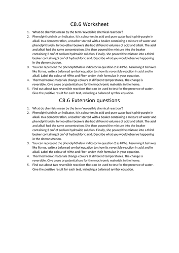 AQA GCSE Chemistry (9-1) - C8.6 Reversible reactions FULL LESSON ...