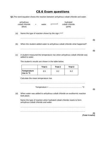 AQA GCSE Chemistry (9-1) - C8.6 Reversible reactions FULL LESSON ...