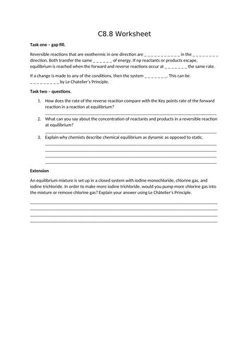 AQA GCSE Chemistry (9-1) - C8.8 Dynamic equilibrium FULL LESSON | Teaching Resources