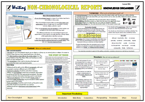 Writing Non-Chronological Reports - Lower KS2 Knowledge Organiser ...