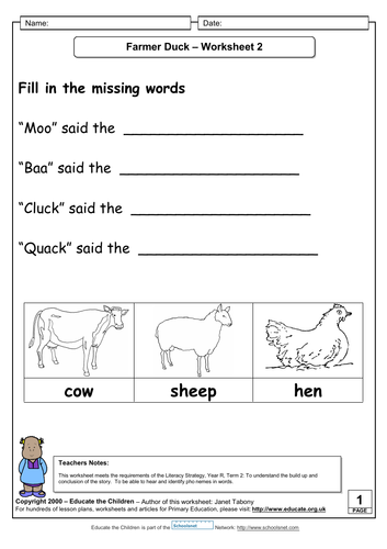 Farmer Duck Teaching resource Set | Teaching Resources